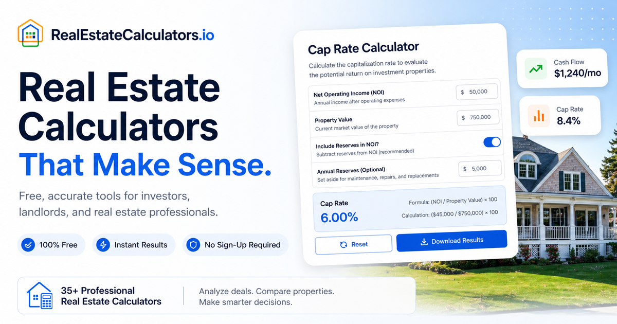 Real Estate Calculators for Investors | ROI, Cap Rate & Cash Flow Tools